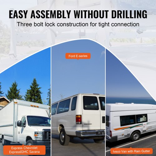 VEVOR Van Roof Ladder Rack, 3 Bars Alloy Steel Roof Racks, 750 LBS ...