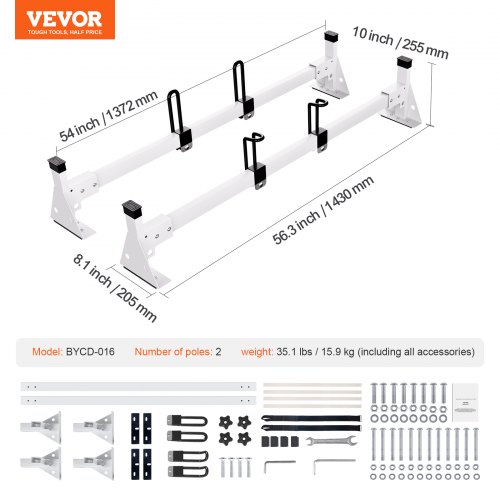 VEVOR Trailer Ladder Rack Van Roof Rack for Ford Transit 150, 250, 350 ...