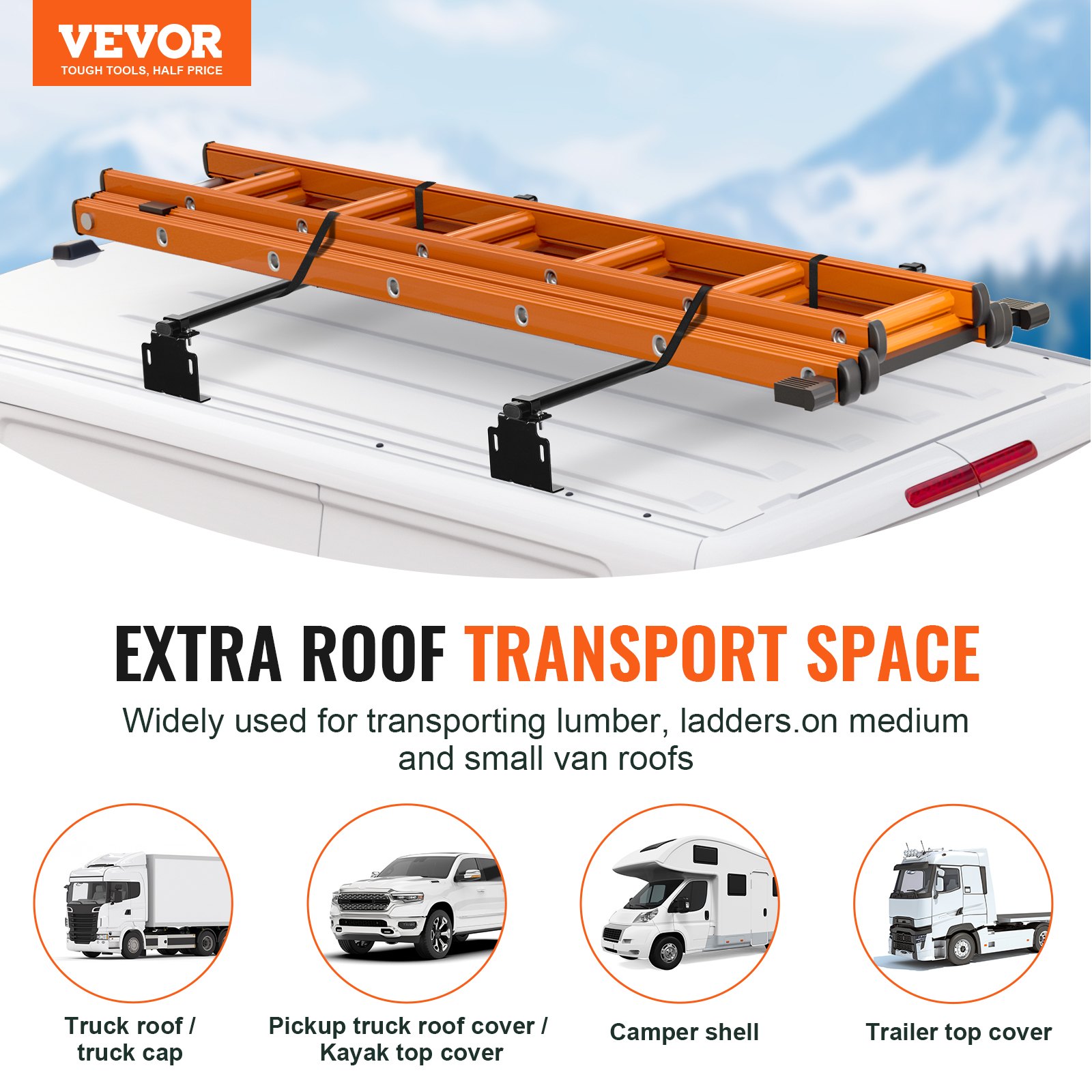 VEVOR Trailer Ladder Rack Van Roof Ladder Rack for Universal Truck ...