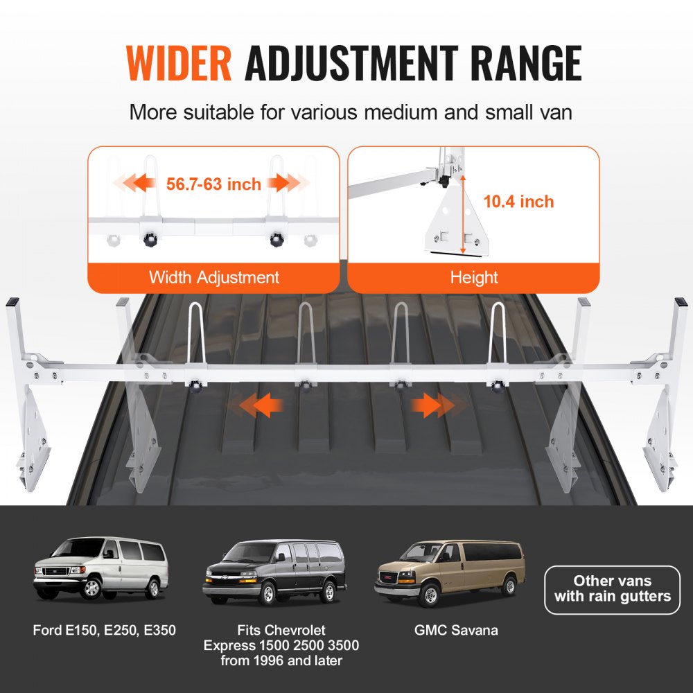 VEVOR Trailer Ladder Rack Van Roof Ladder Rack 800 lbs 56.7-63 inch ...