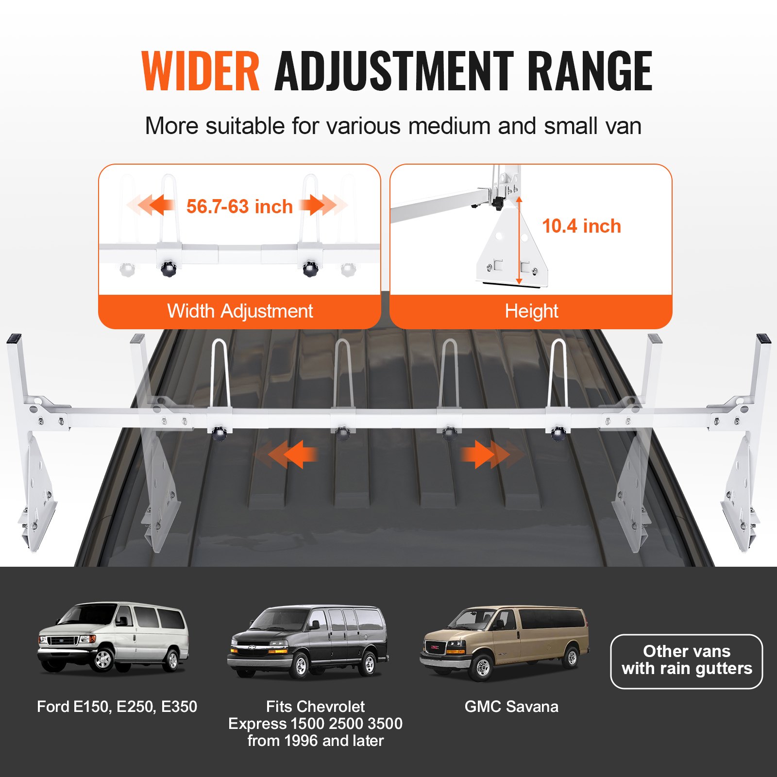 VEVOR Trailer Ladder Rack Van Roof Ladder Rack 800 lbs 56.7-63 inch ...