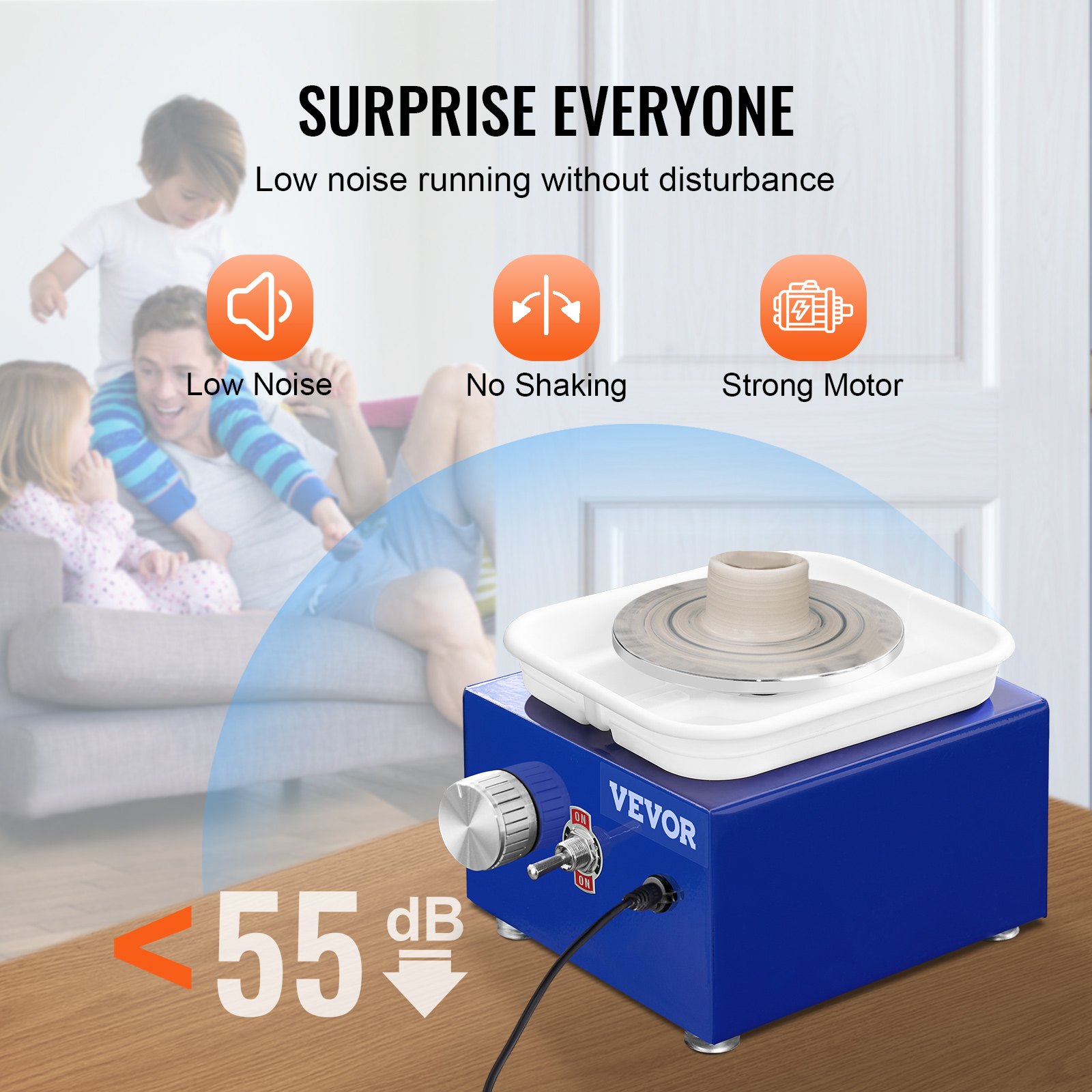 VEVOR Mini Pottery Wheel, 2 Turntables 2.6in / 3.9in Ceramic Wheel ...