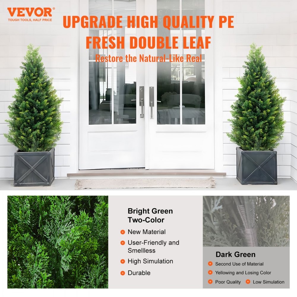 VEVOR 2 Pack 3' Artificial Cedar Topiary Tree Faux Plant UV Decor In ...