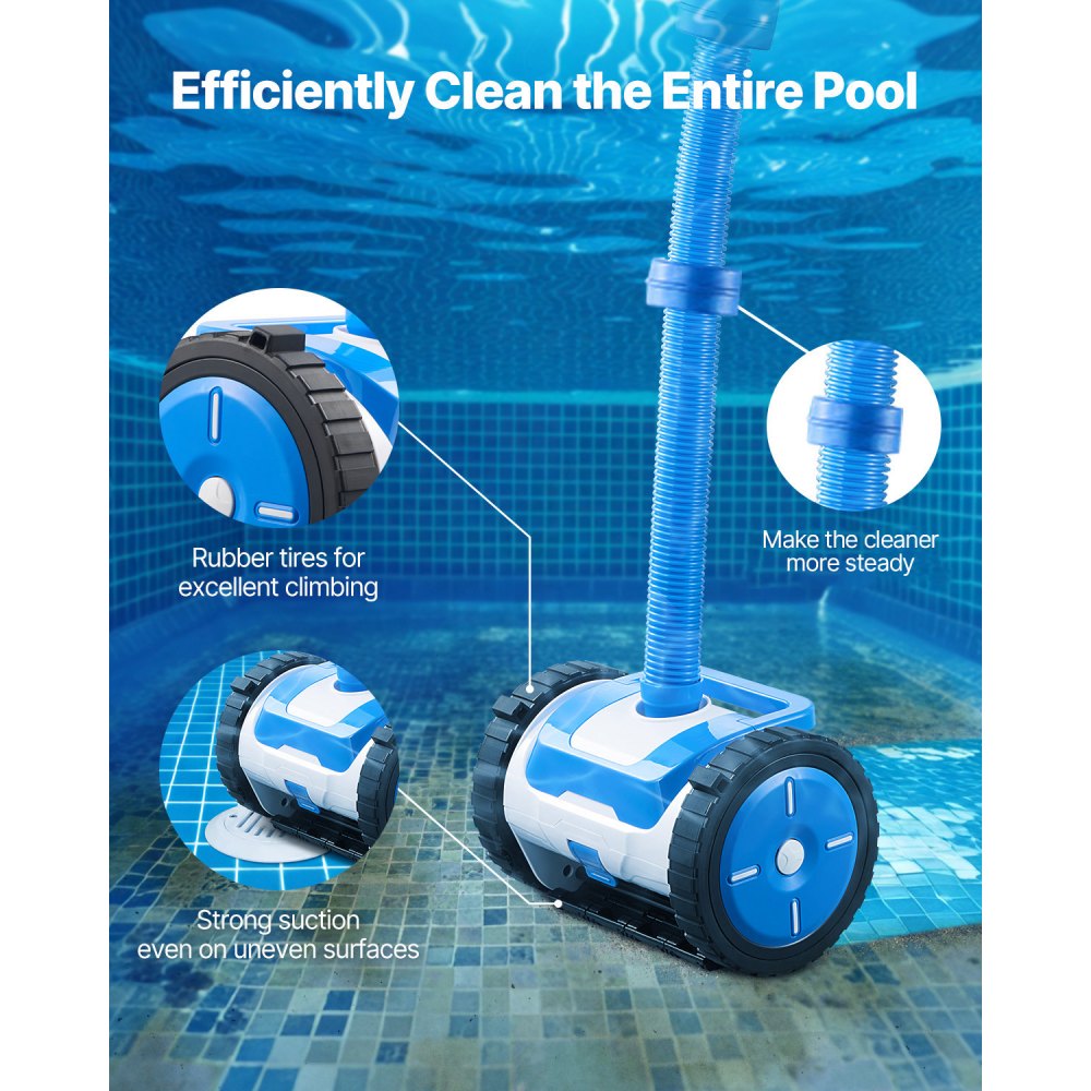 VEVOR 2-wheel Pool Cleaner—40 ft Hose with Strong Suction