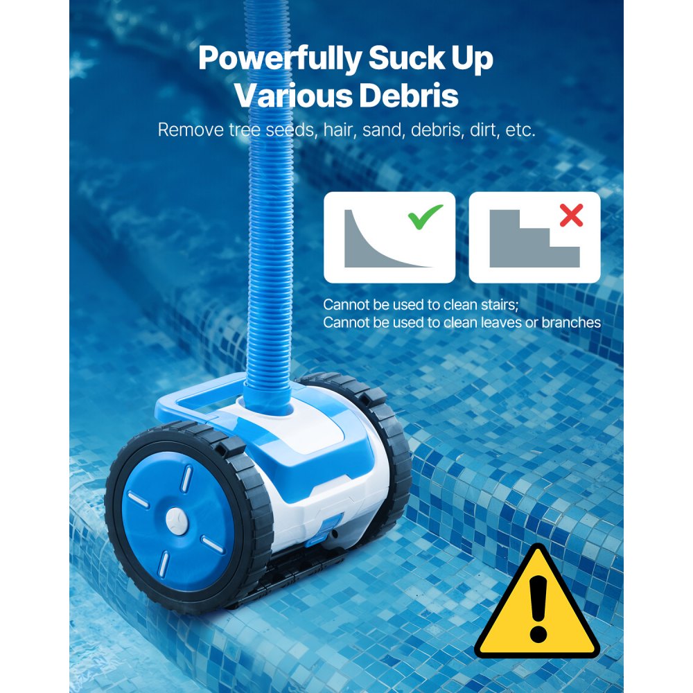 VEVOR Suction Pool Vacuum Cleaner - 40 Ft Hose, 2 Wheels
