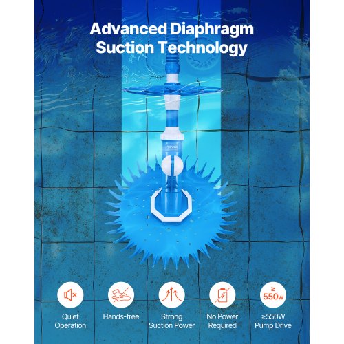 VEVOR Suction Pool Cleaner, Automatic Pool Vacuum Cleaner, Suction Side ...