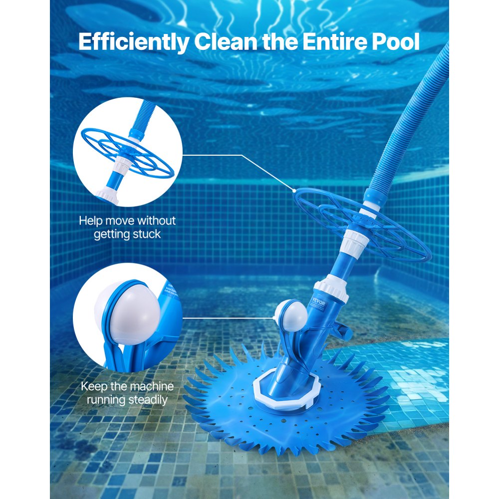 VEVOR Suction Pool Cleaner, Automatic Pool Vacuum Cleaner, Suction Side ...