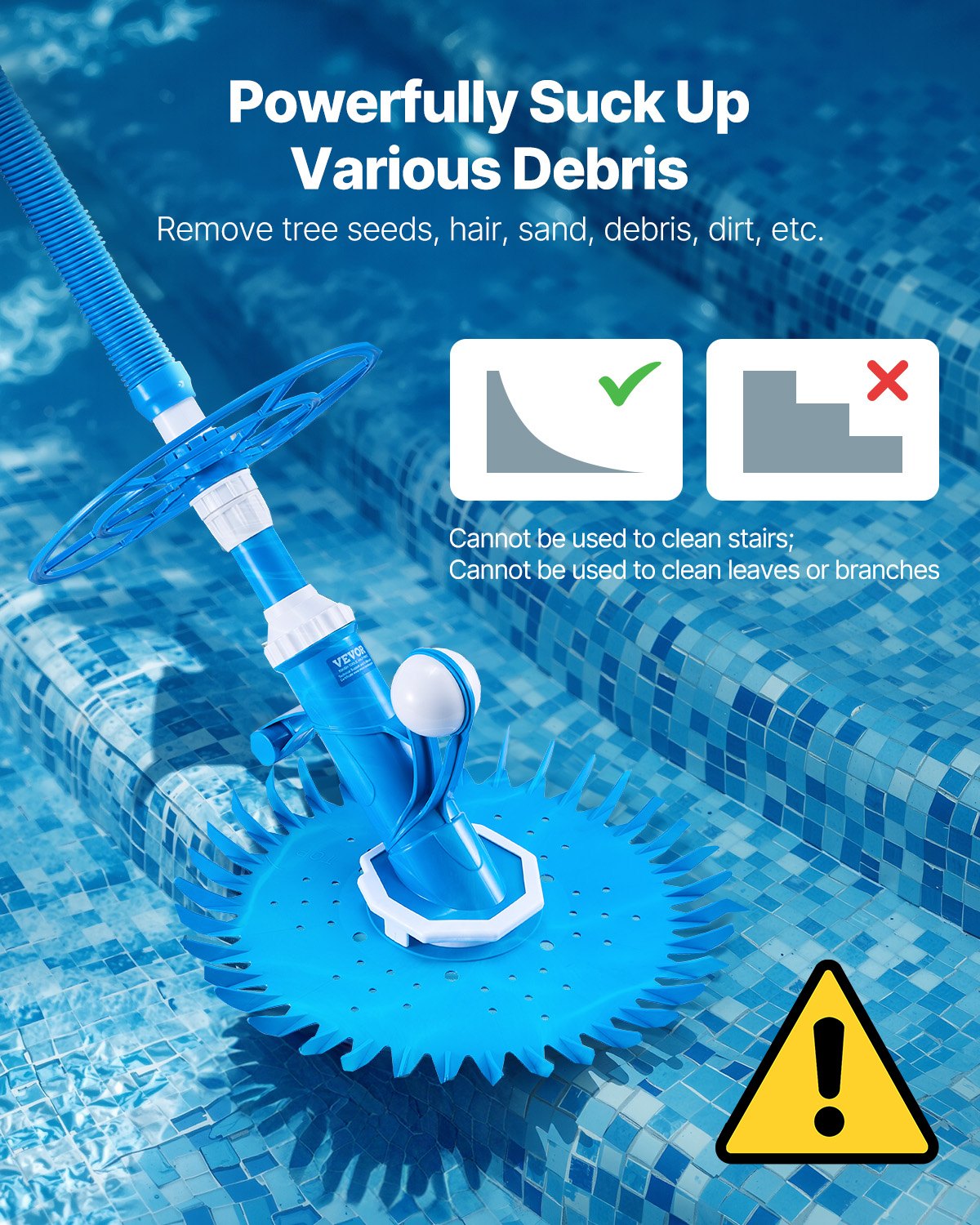 VEVOR Suction Pool Cleaner, Automatic Pool Vacuum Cleaner, Suction Side ...