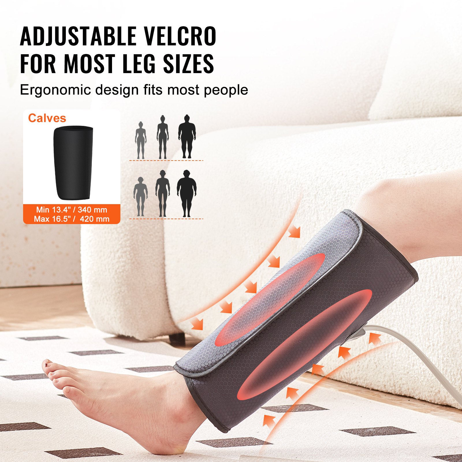VEVOR Leg Massager with Heat, Air Compression Calf Massager with 3 ...