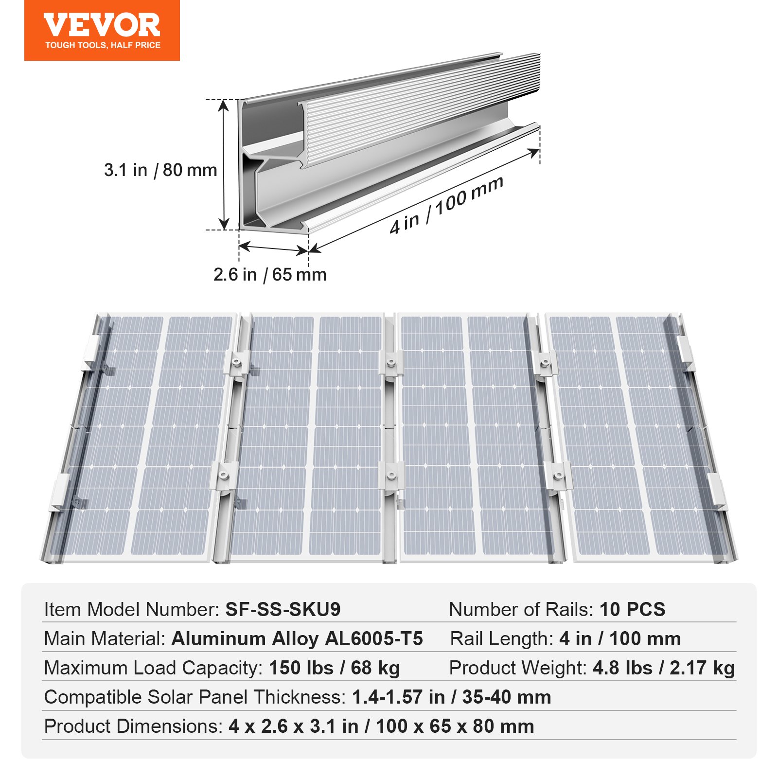 VEVOR Solar Panel Mounting Brackets Solar Panel Mounting Kit for ...
