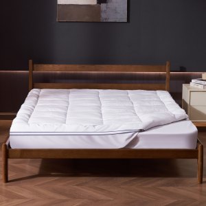 VEVOR Mattress Topper Fiber Fill Detachable & Washable Queen Size 1 in ...