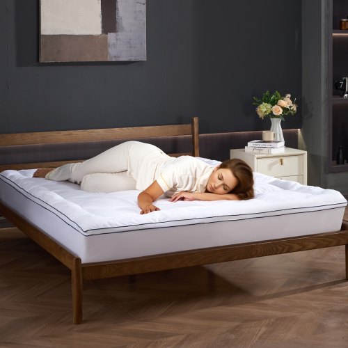 VEVOR Mattress Topper Fiber Fill Detachable & Washable Queen Size 1 in ...