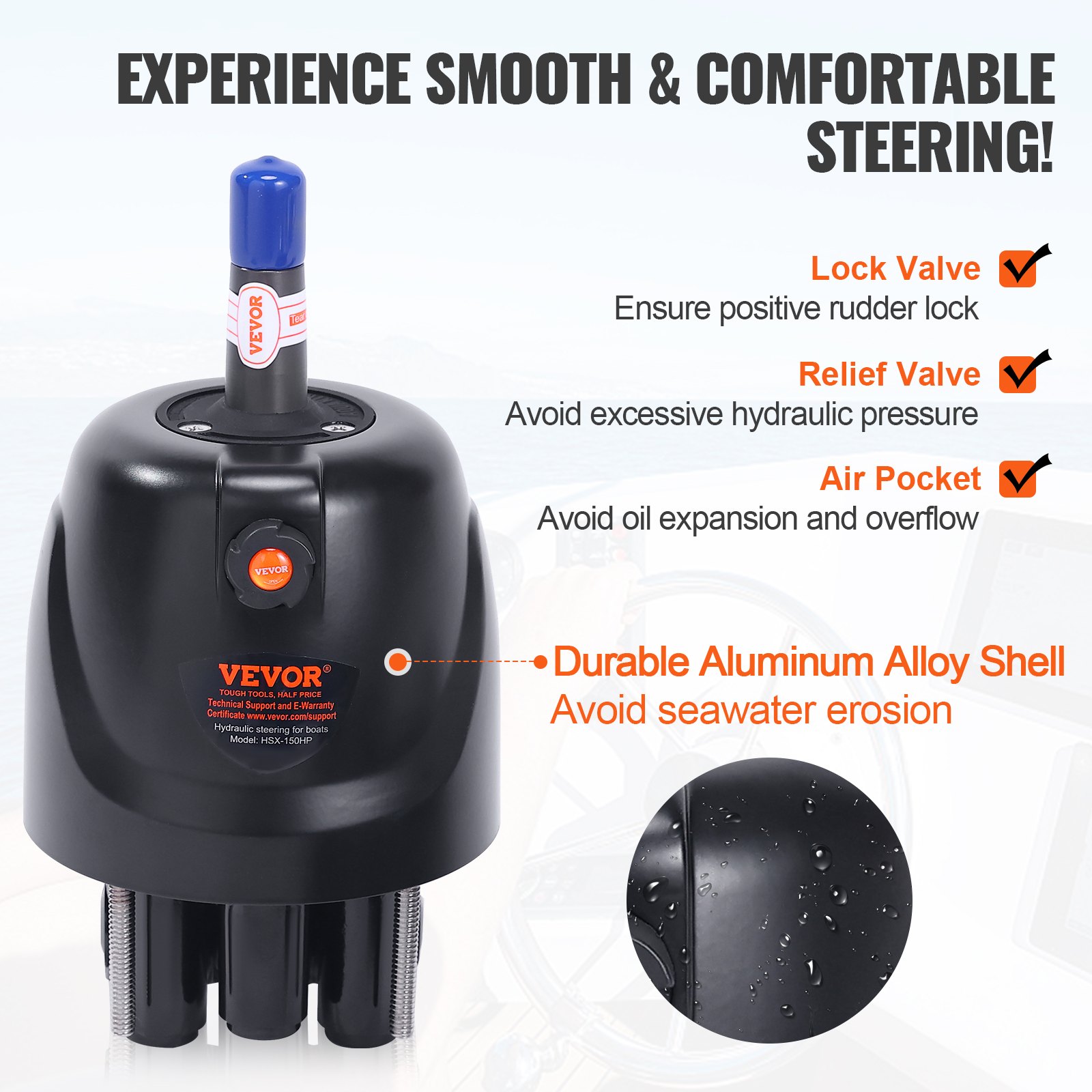 VEVOR Hydraulic Outboard Steering Kit, 150HP, Marine Boat Hydraulic ...
