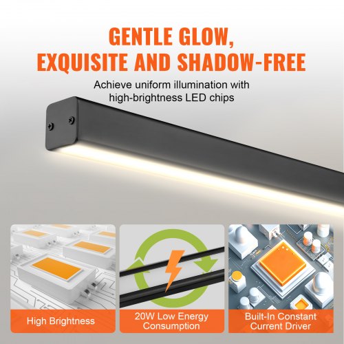 VEVOR Dimmable Linear Pendant Light 20W 47in LED Linear Light Fixture ...