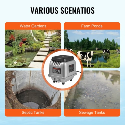 VEVOR Linear Air Pump, 109L/Min Air Flow Septic Aerator Pump, Aeration ...