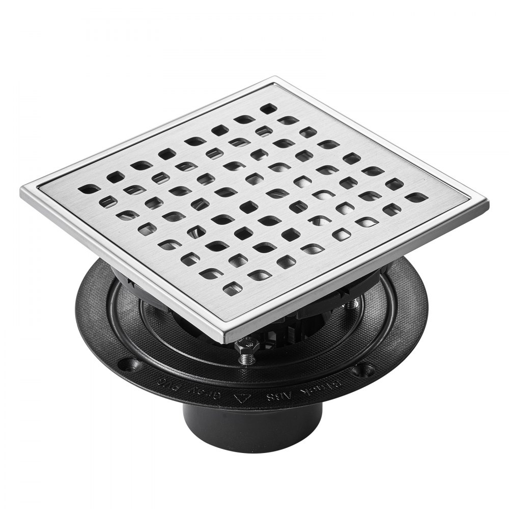 VEVOR 16Inch Linear Shower Drain with Square Pattern Grate,Brushed 304 ...