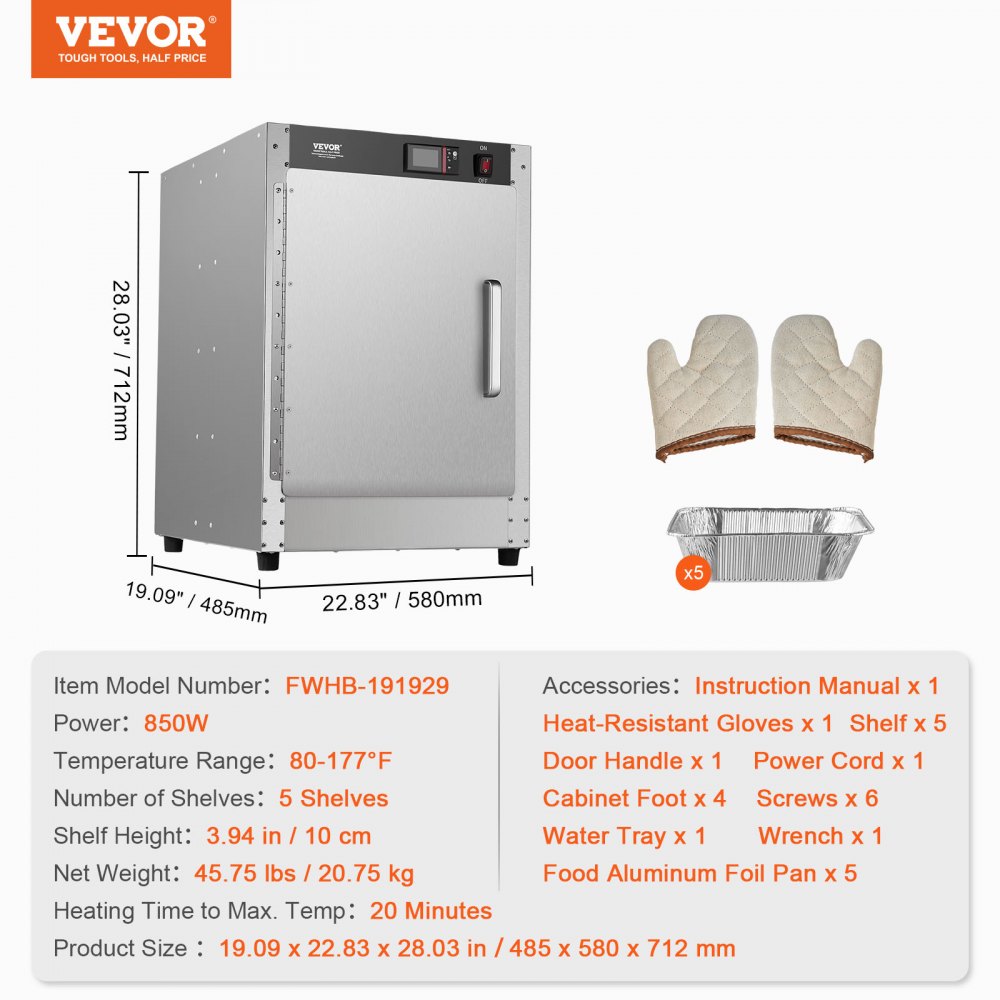 Hot Box Food Warmer 5-Tier Concession Warming Cabinet with Water Tray ...