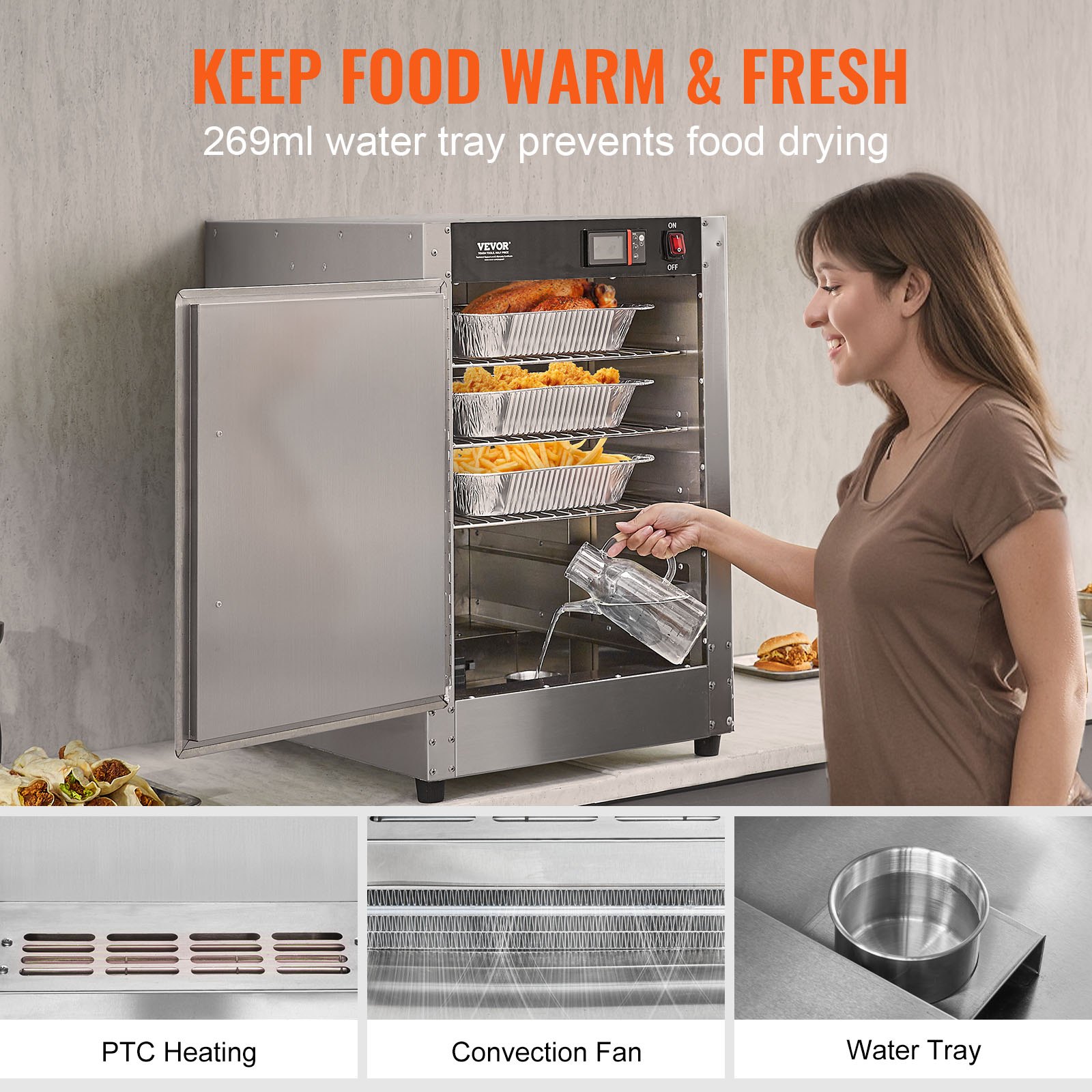 Hot Box Food Warmer 5-Tier Concession Warming Cabinet with Water Tray ...