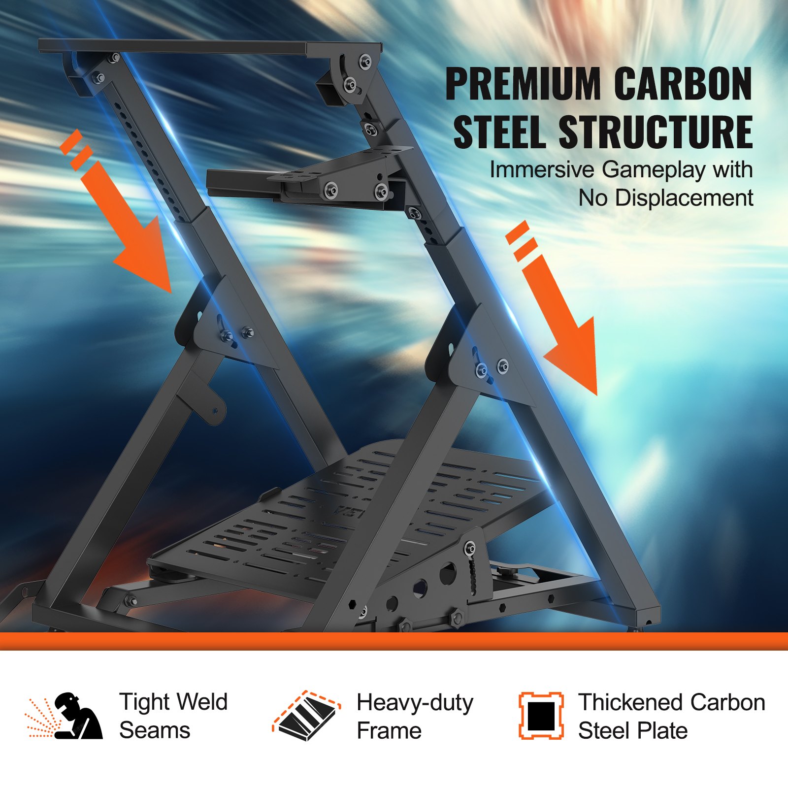 VEVOR Foldable Racing Steering Wheel Stand, Height Adjustable Universal ...