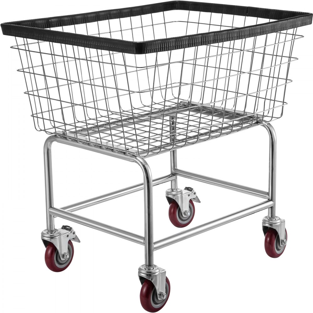 VEVOR Wire Laundry Cart, 2.5 Bushel Wire Laundry Basket with Wheels, 21 ...
