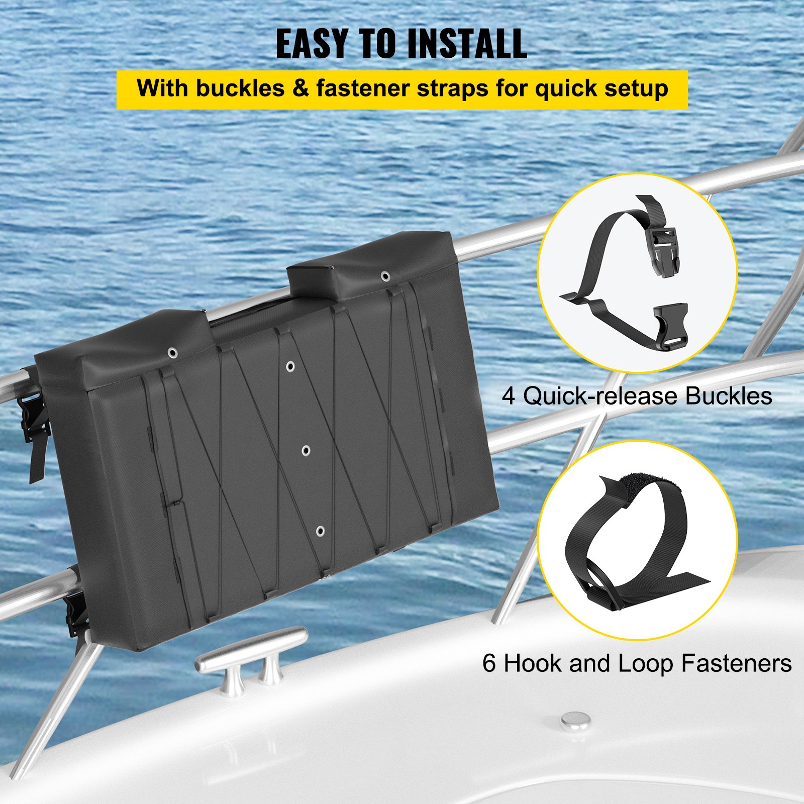 VEVOR T-Top Storage Bag, for 6 Type II Life Jackets, w/ a Boat Trash ...