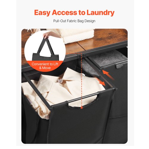 VEVOR 3-Tier Laundry Sorter with Rack Tall Laundry Hamper with Shelves ...