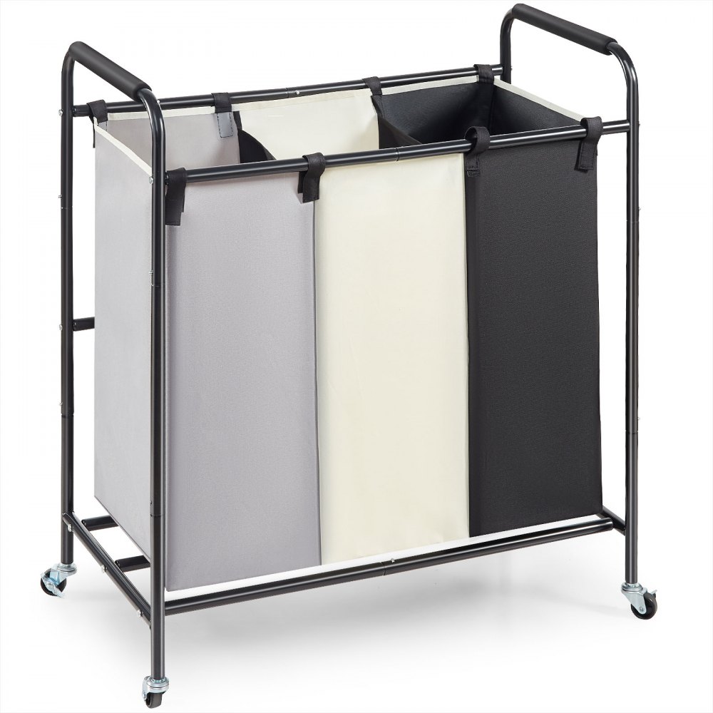 VEVOR 3-Section Laundry Basket, Heavy Duty Laundry Hamper Storage ...