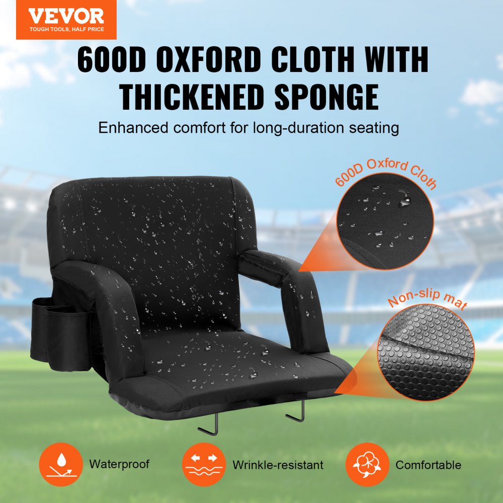 VEVOR Stadium Seat with Back Support, Wide Bleacher Seat Backs, Folding ...