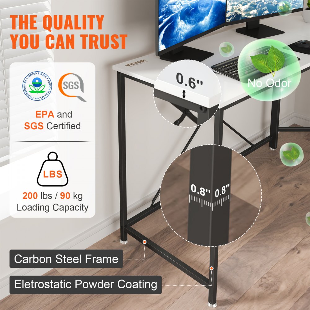 VEVOR L Shaped Computer Desk, 54'' Corner Desk with Storage Shelves ...
