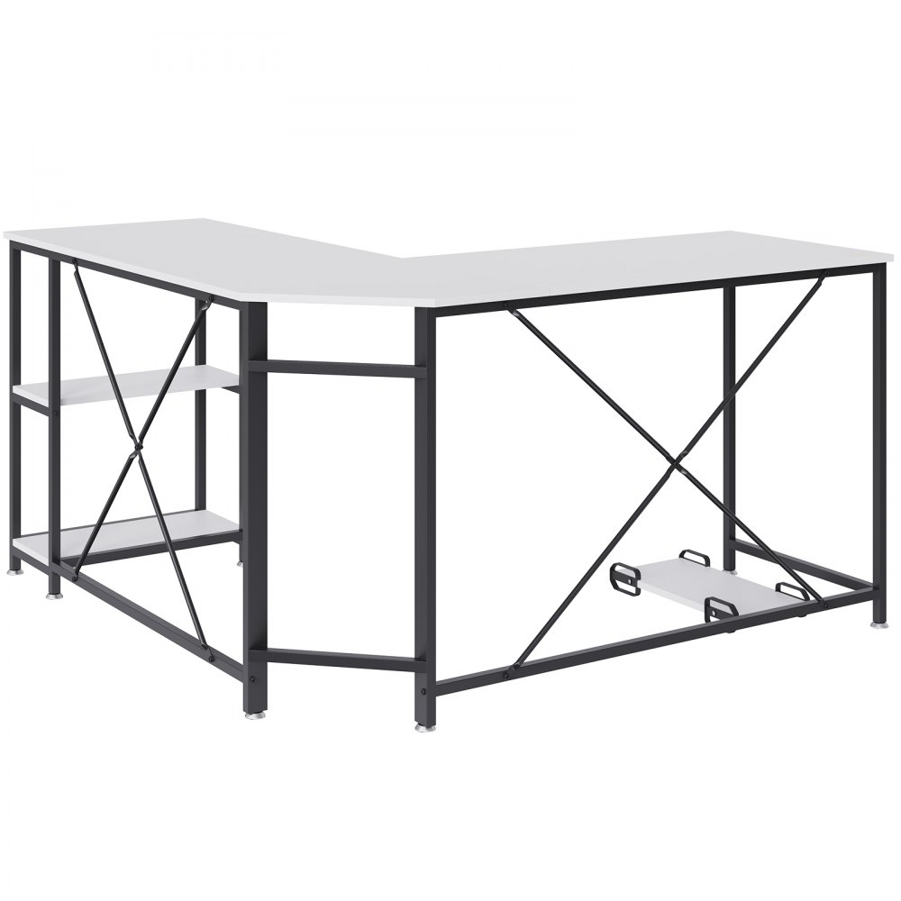 VEVOR L Shaped Computer Desk, 54'' Corner Desk with Storage Shelves ...