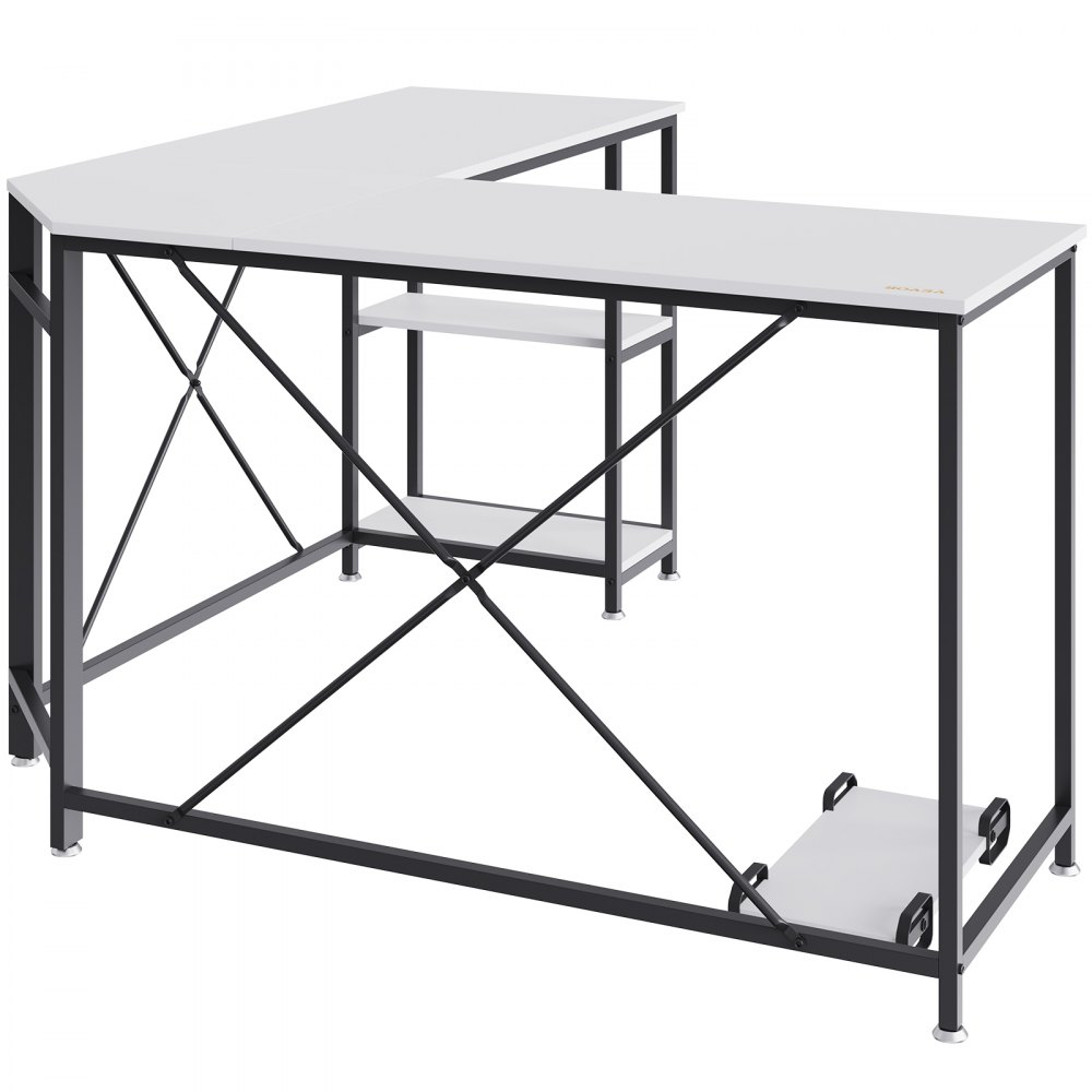VEVOR L Shaped Computer Desk, 54'' Corner Desk with Storage Shelves ...