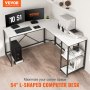 VEVOR L Shaped Computer Desk, 54'' Corner Desk with Storage Shelves ...