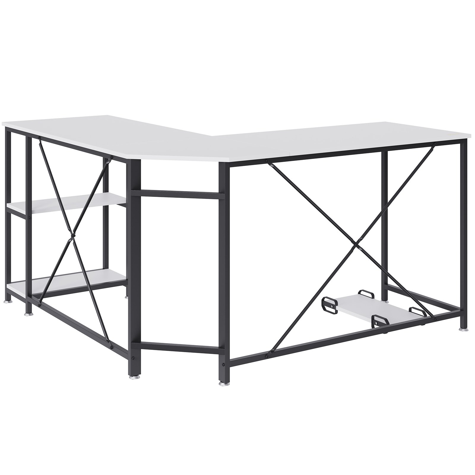 VEVOR L Shaped Computer Desk, 54'' Corner Desk with Storage Shelves ...