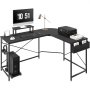 VEVOR L Shaped Computer Desk, 59'' Corner Desk with Storage Bag ...
