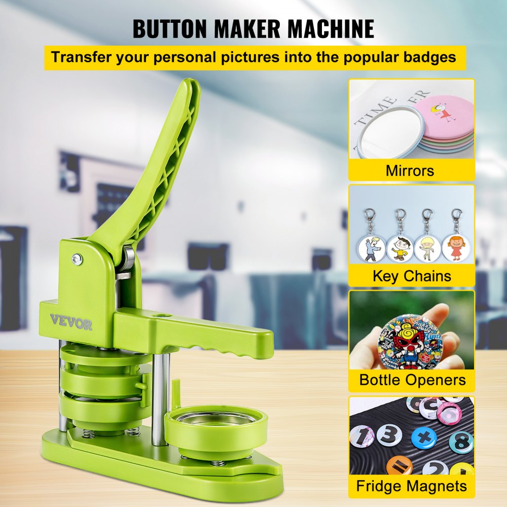 VEVOR Installation-Free Button Maker Machine 58mm (2-1/4 inch) with ...