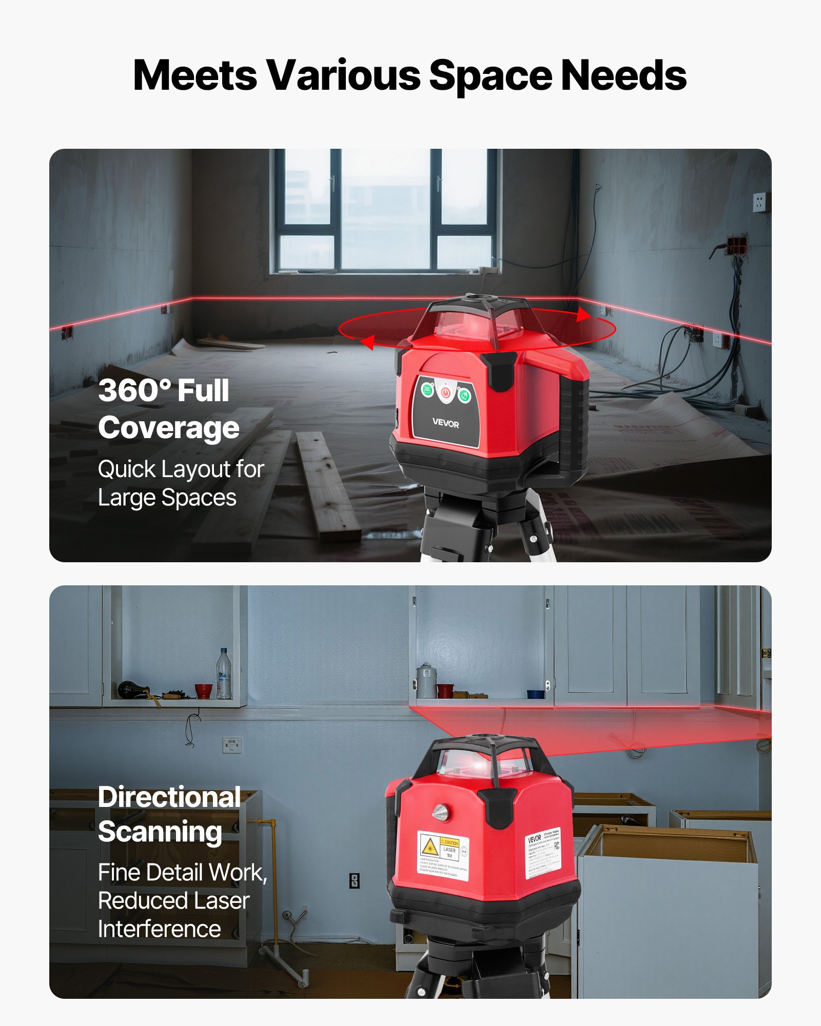 VEVOR Rotary Laser Level Kit – 1650 ft, 360°, IP54