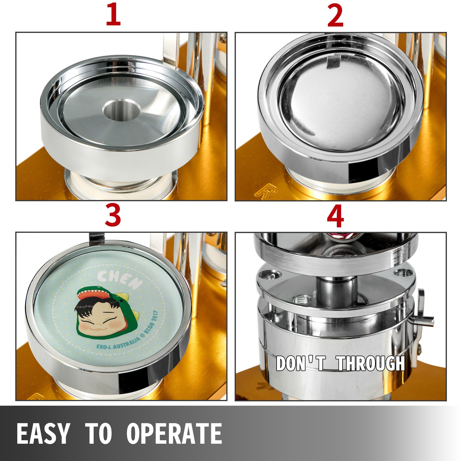 VEVOR Button Maker 58mm Badge Machine with 200 Sets Circle Button Parts ...