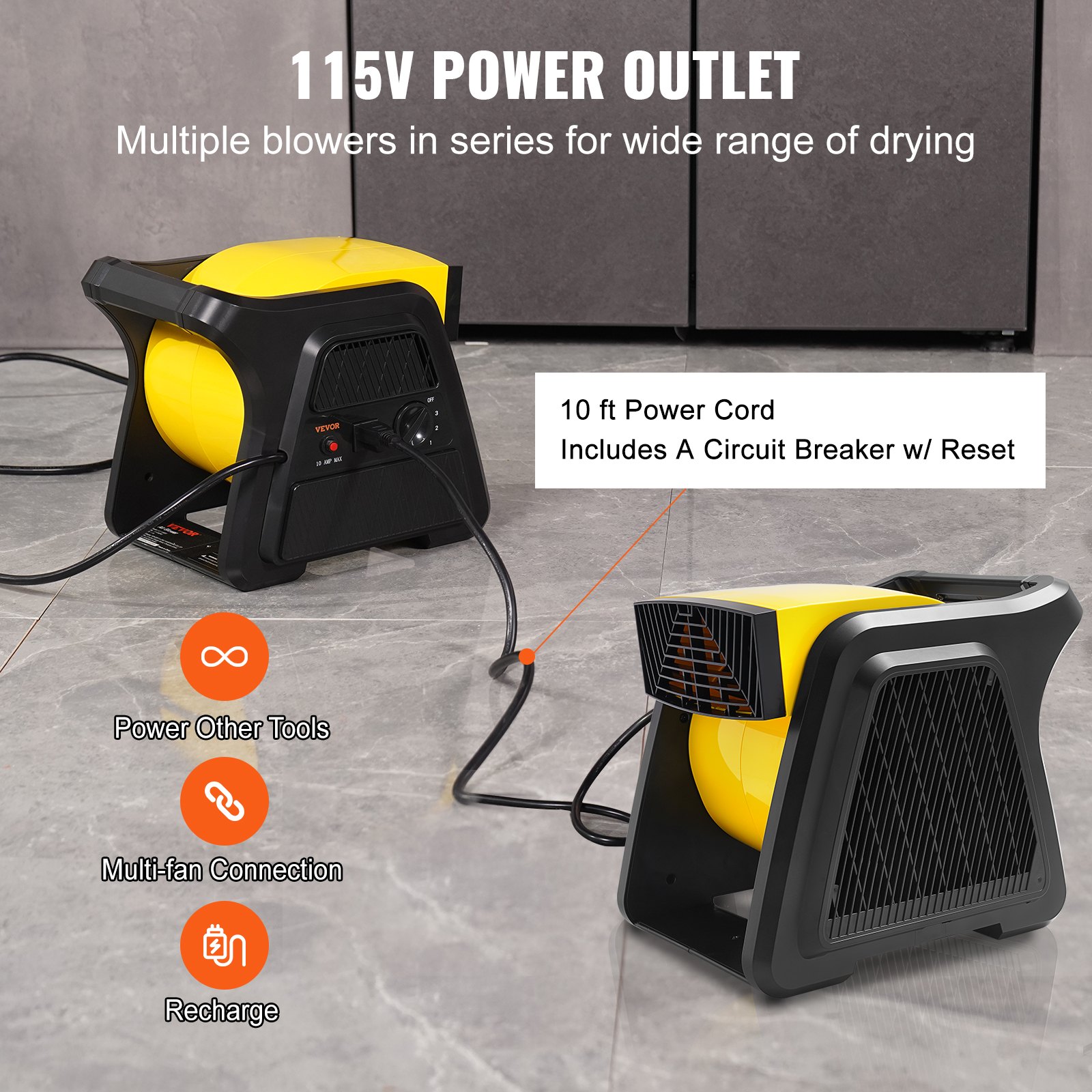 VEVOR Pivoting Utility Fan, 600 CFM High Velocity Floor Blower for ...