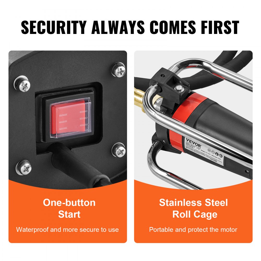 VEVOR Electric Concrete Vibrator, 1500W 16000 VPM, 2HP Copper Motor Handheld Concrete Vibrating ...