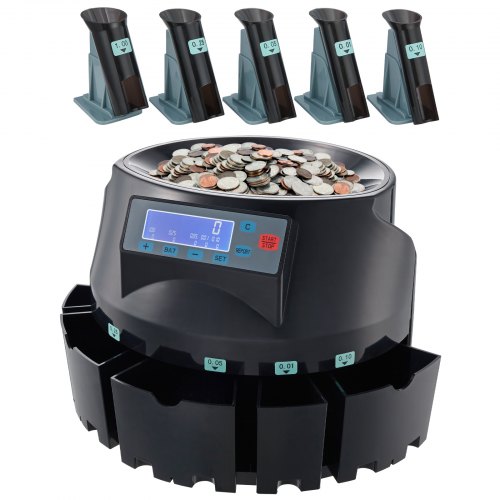 VEVOR USD Coin Sorter Coin Counter Wrapper and Roller 300 Coins/min LCD ...