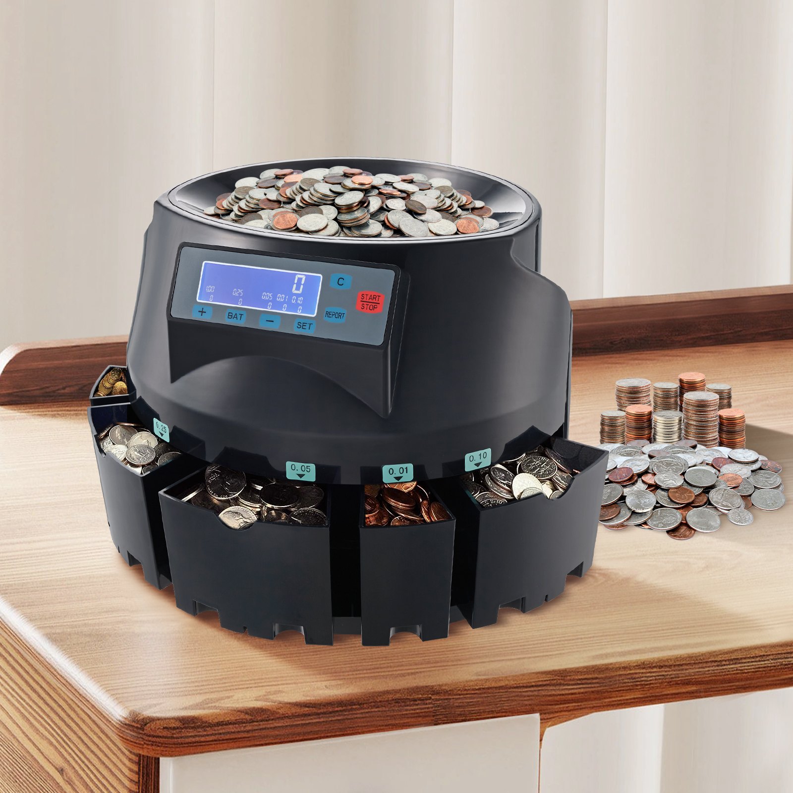 VEVOR USD Coin Counter & Coin Sorters with LCD Display, Coin Sorter Machine for USD Coin 1￠ 5 ...