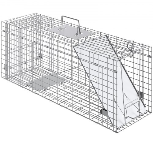 VEVOR Live Animal Cage Trap, 31" x 10" x 12" Humane Cat Trap Galvanized ...