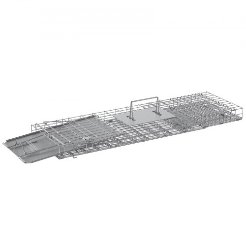 VEVOR Live Animal Cage Trap, 31" x 10" x 12" Humane Cat Trap Galvanized ...