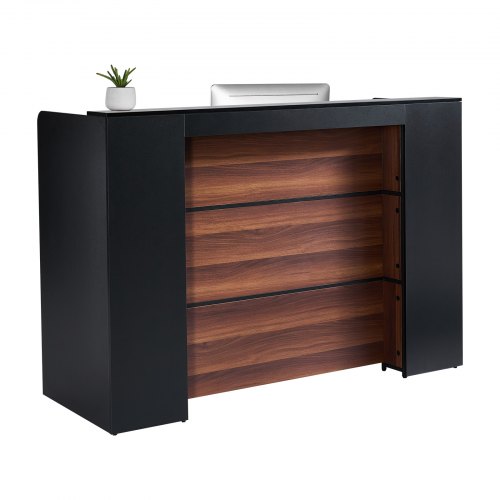 VEVOR Reception Desk, 62 Inch Rectangular Front Counter Table, Office ...