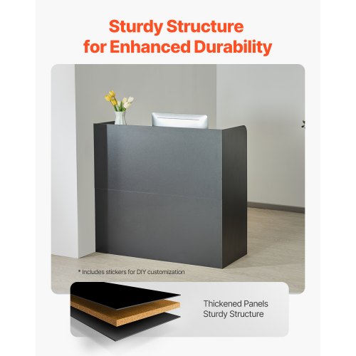 VEVOR Reception Desk, 47 Inch Rectangular Front Counter Table, Office ...