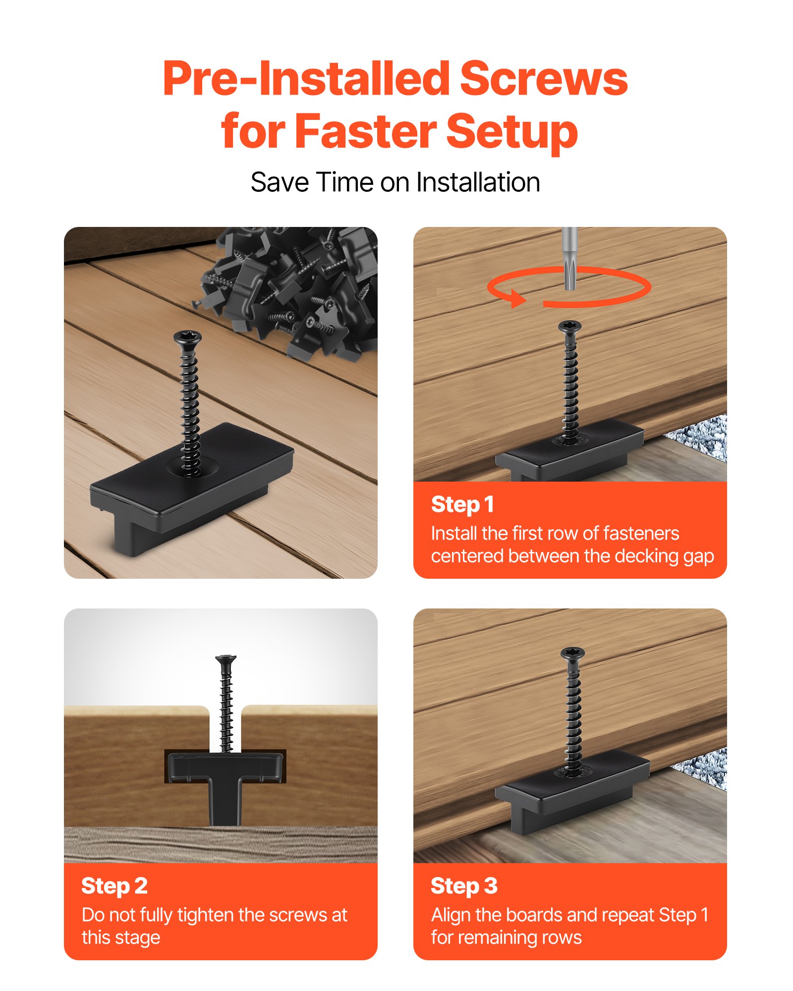 VEVOR Hidden Deck Fasteners for Composite Decking - 500PCS