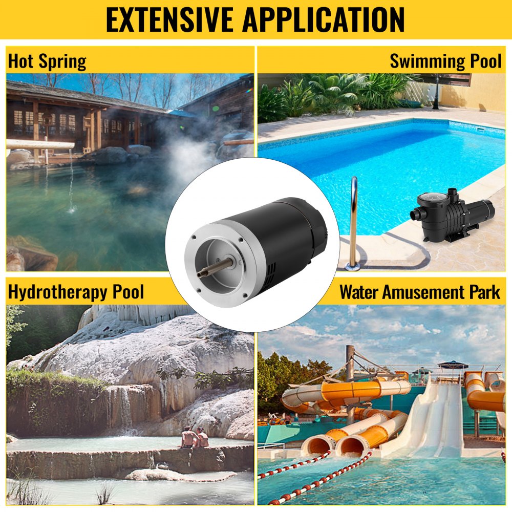 VEVOR Pool Motor,1.5 HP, 3463 RPM, 1 Speed, 230/115 Volts, 7.5/14.7 ...
