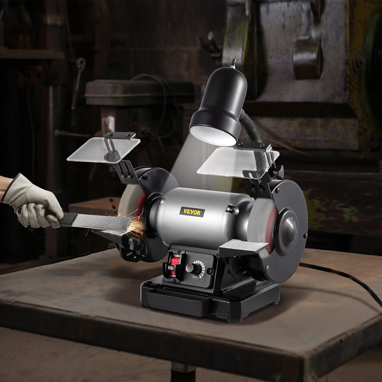 VEVOR 6 inch Bench Grinder, 250W 1/3 HP Motor, Variable-Speed Benchtop ...