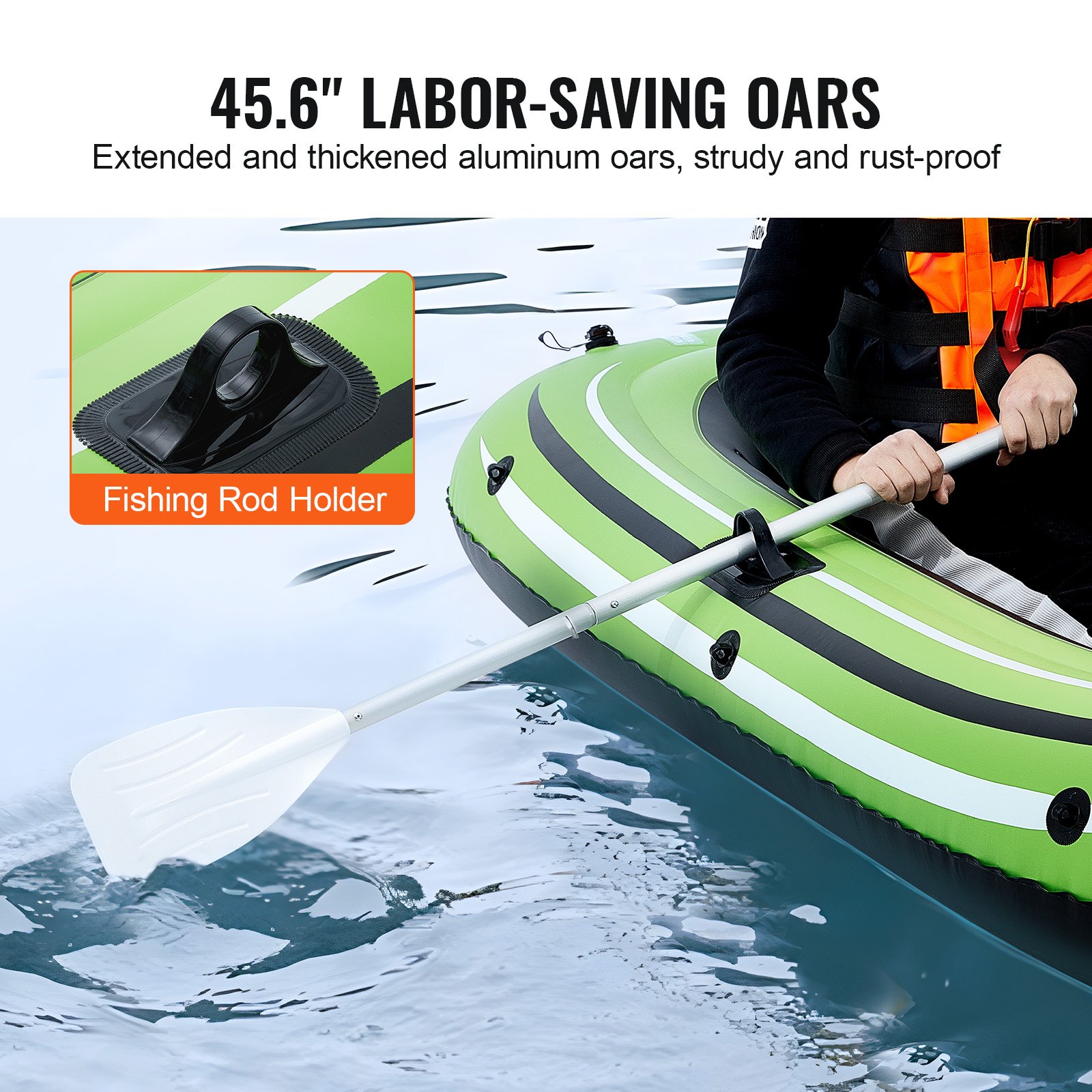 VEVOR Inflatable Boat, 2-Person Inflatable Fishing Boat, Strong PVC ...