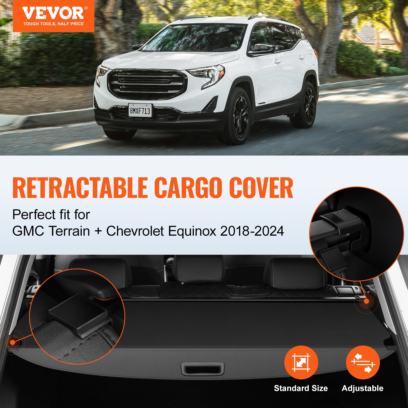VEVOR Retractable Cargo Cover for GMC Terrain + Chevrolet Equinox 2018 ...